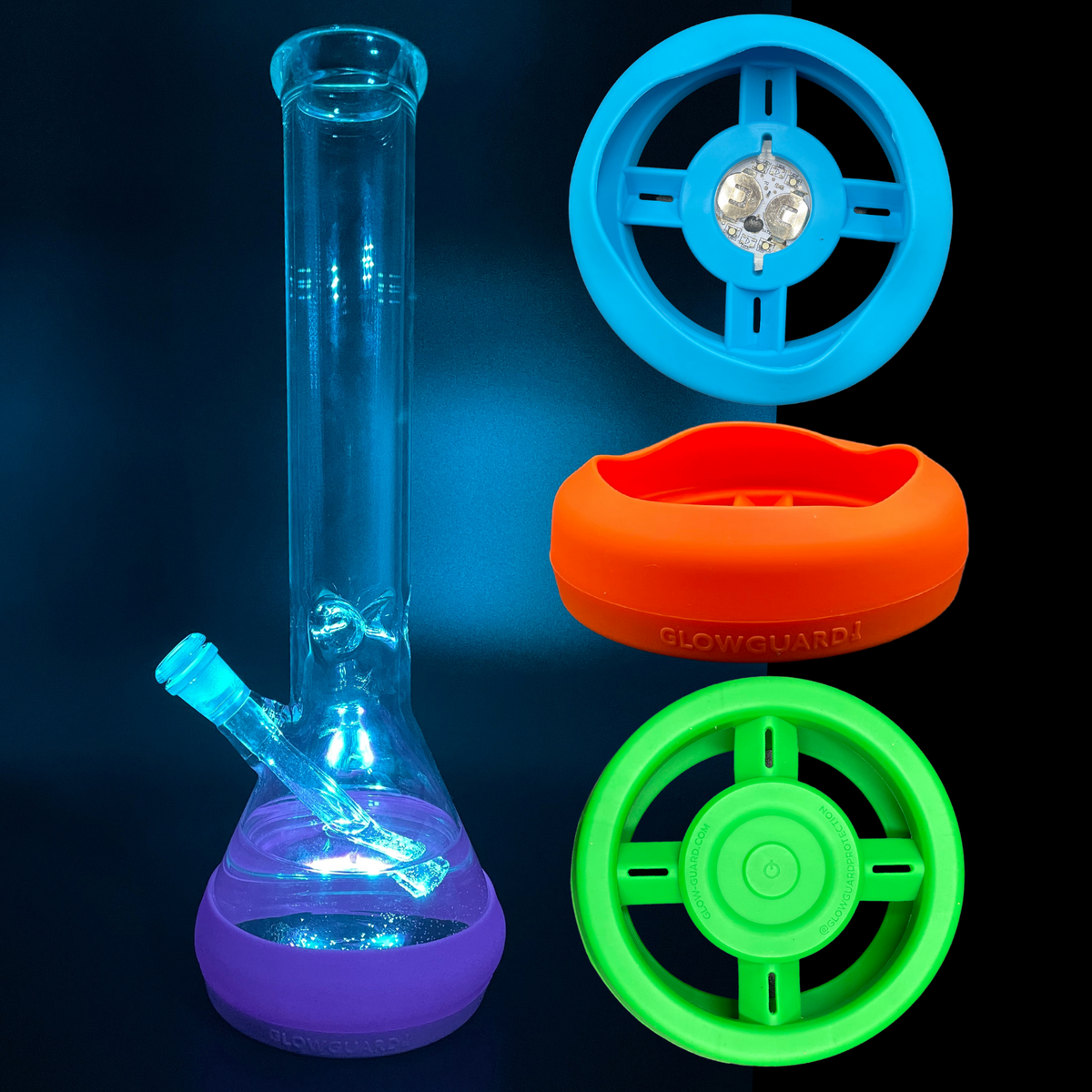 Glass Bong Base Bumper 4.25in-6in Straight Tube-Beaker | Glow Guard ...